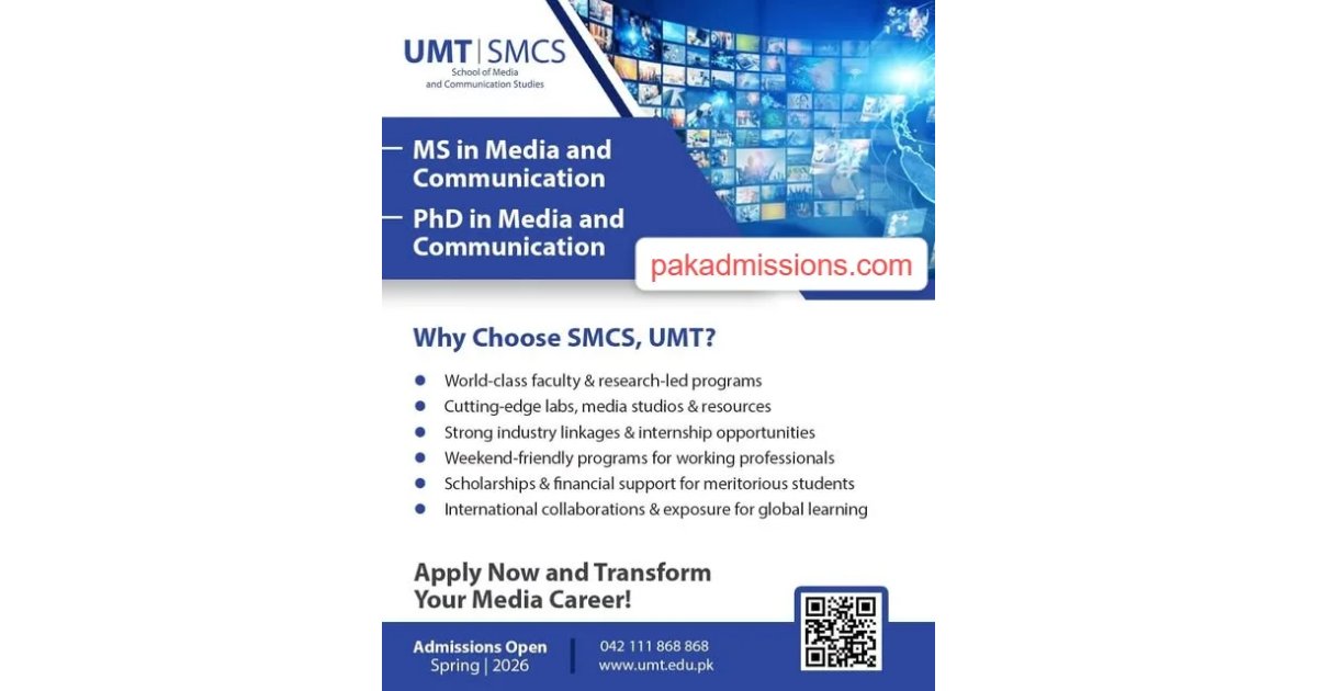 University of Management & Technology UMT Admission 2026