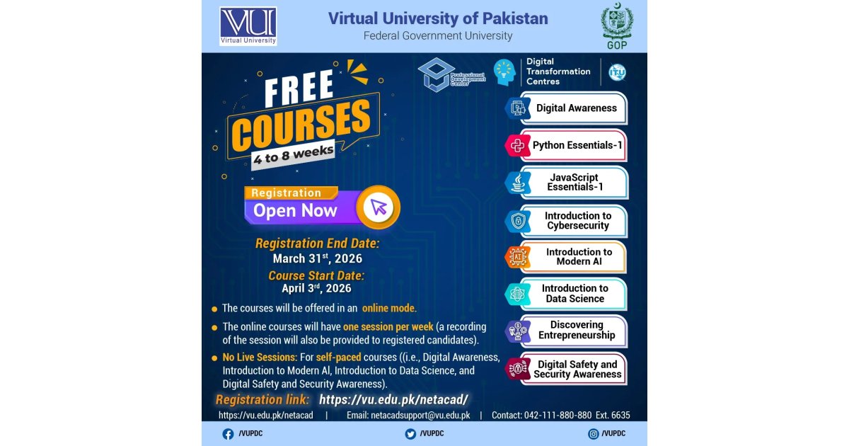 Virtual University of Pakistan VU Free Cources