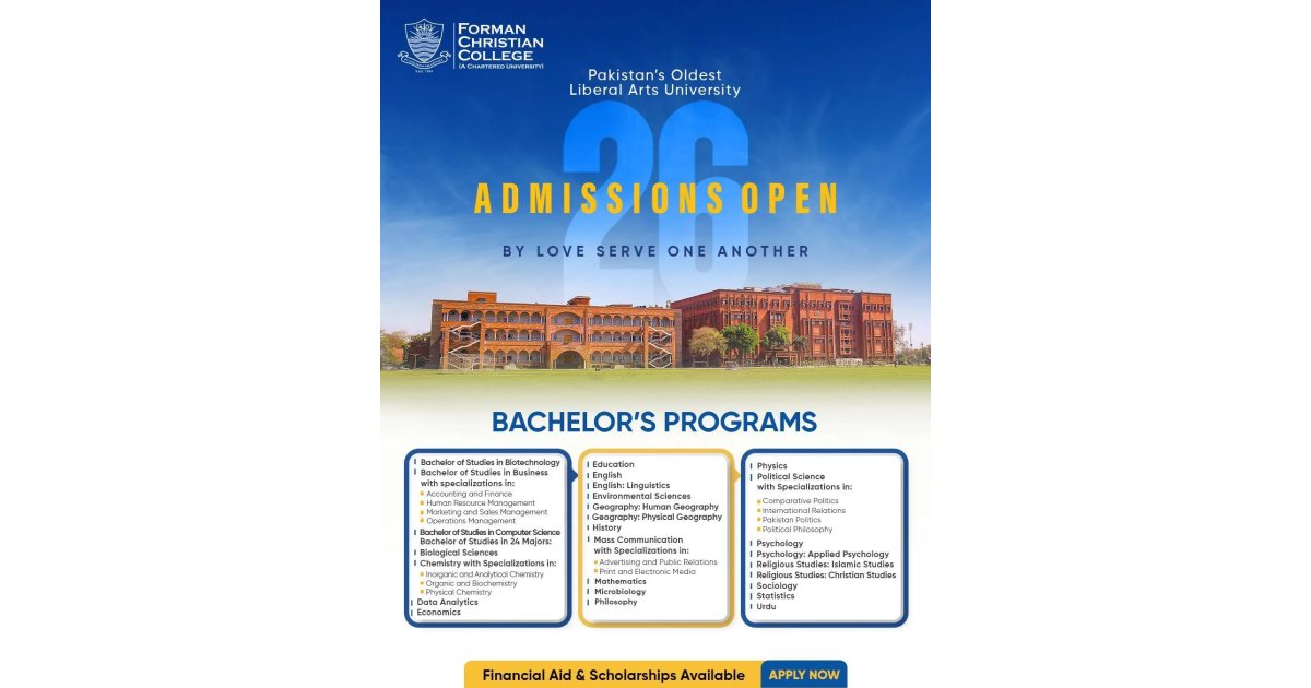 Forman Christian College Lahore FCC BS Admission 2026