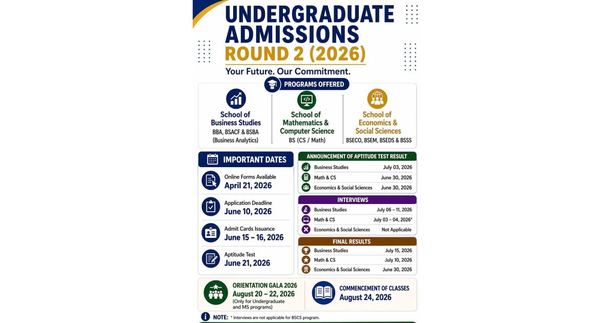 Institute of Business Administration IBA Round 2 Fall 2026