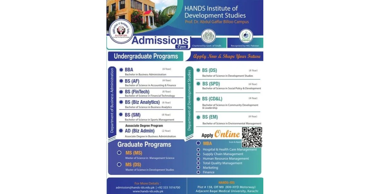 Hands Institute of Dev Studies Karachi HIDS Fall Admissions 2026