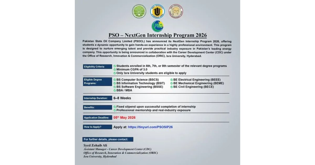 PSO NextGen Internship Program | Latest Notice