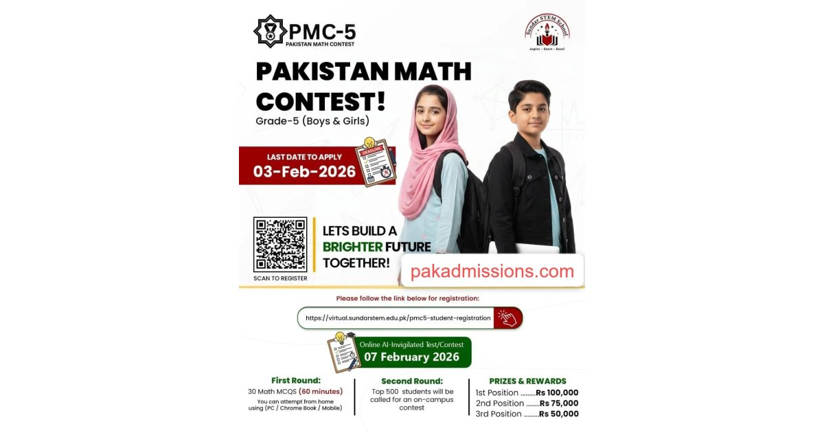 Pakistan Math Contest PMC-5: A National Platform for Young Math Minds