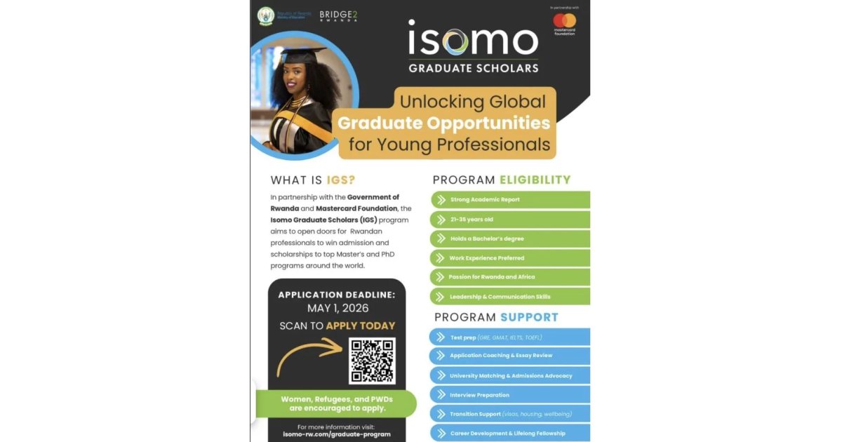 Isomo Graduate Program Master’s and PhD Opportunities for Rwandans