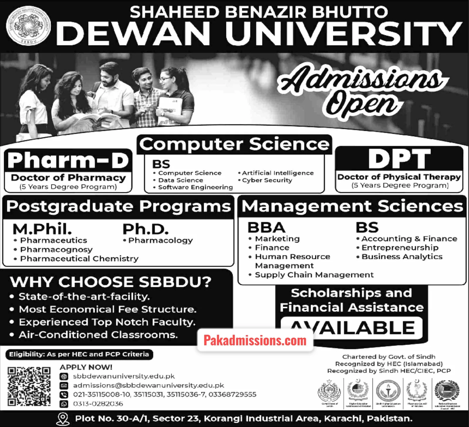 Shaheed Benazir Bhutto Dewan University Karachi (SBB Dewan U) Admission ...