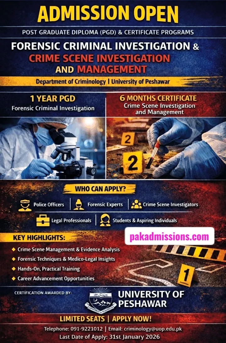 University of Peshawar (UoP) Admission Open Admissions 2026 | Diploma ...