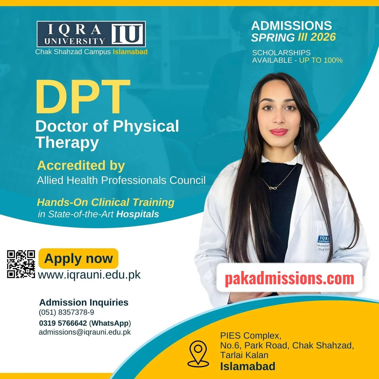 Iqra University Chak Shehzad Campus Islamabad (IU) Admission DPT ...
