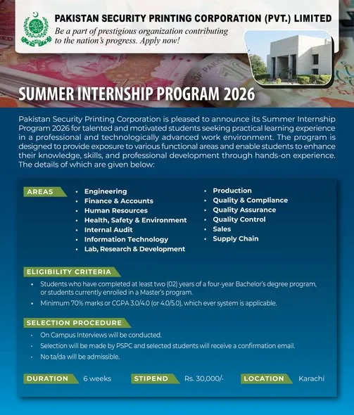 PSPC Summer Internship Program 2026 – Paid 6‑Week Internship for NUST ...